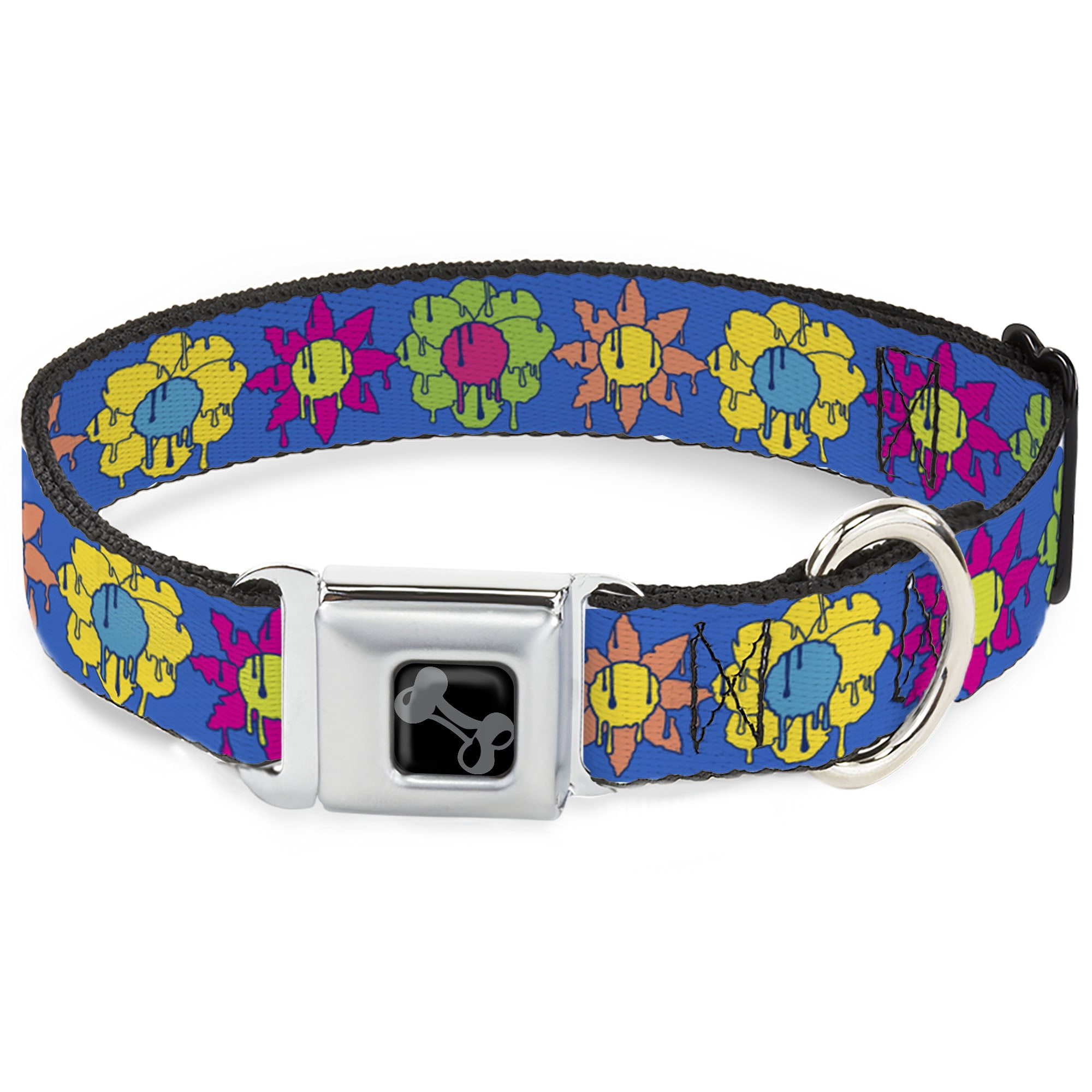 Buckle-Down Pet Collar, Dog Collar Metal Seatbelt Buckle, Funky Flower ...