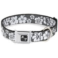 Buckle-Down Pet Collar, Dog Collar Metal Seatbelt Buckle, Hibiscus Gray ...