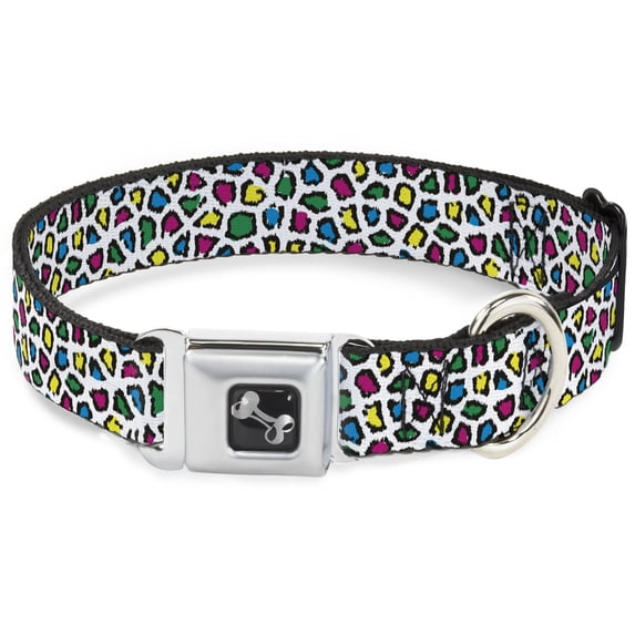 Buckle-Down Pet Collar, Dog Collar Metal Seatbelt Buckle, Leopard White ...