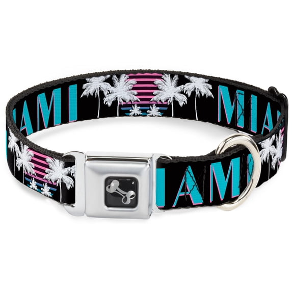 Buckle-Down Pet Collar, Dog Collar Metal Seatbelt Buckle, Miami Palm ...