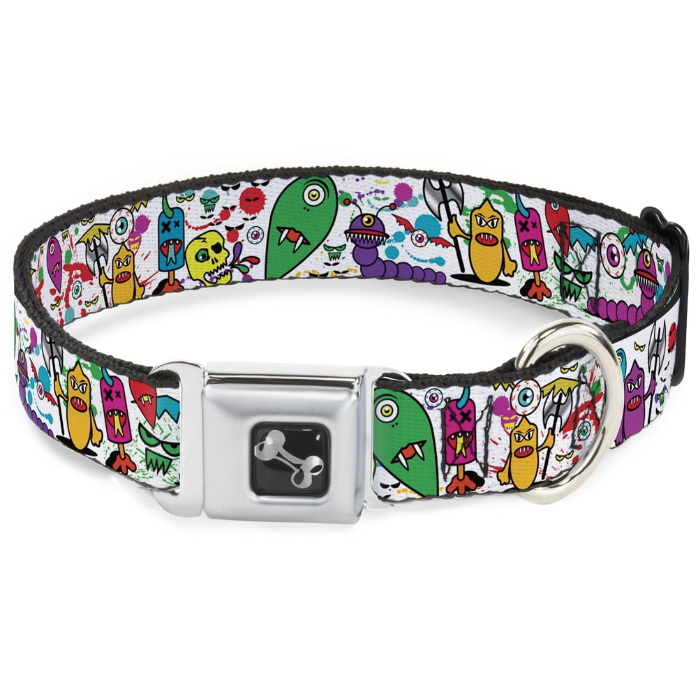 Buckle-Down Pet Collar, Dog Collar Metal Seatbelt Buckle, Monsters ...