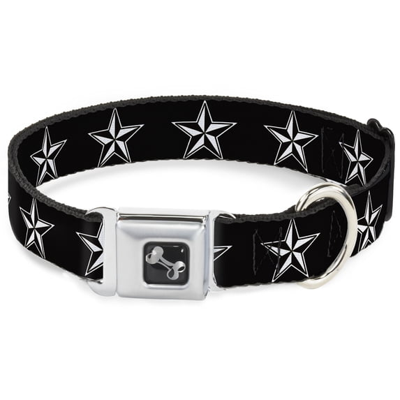 Buckle-Down Pet Collar, Dog Collar Metal Seatbelt Buckle, Nautical Star ...