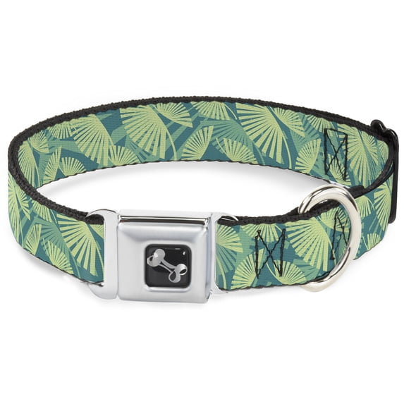 Buckle-Down Pet Collar, Dog Collar Metal Seatbelt Buckle, Palm Leaves ...