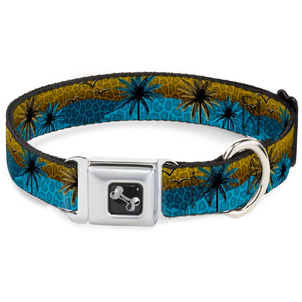 Buckle-Down Pet Collar, Dog Collar Metal Seatbelt Buckle, Palm Trees ...