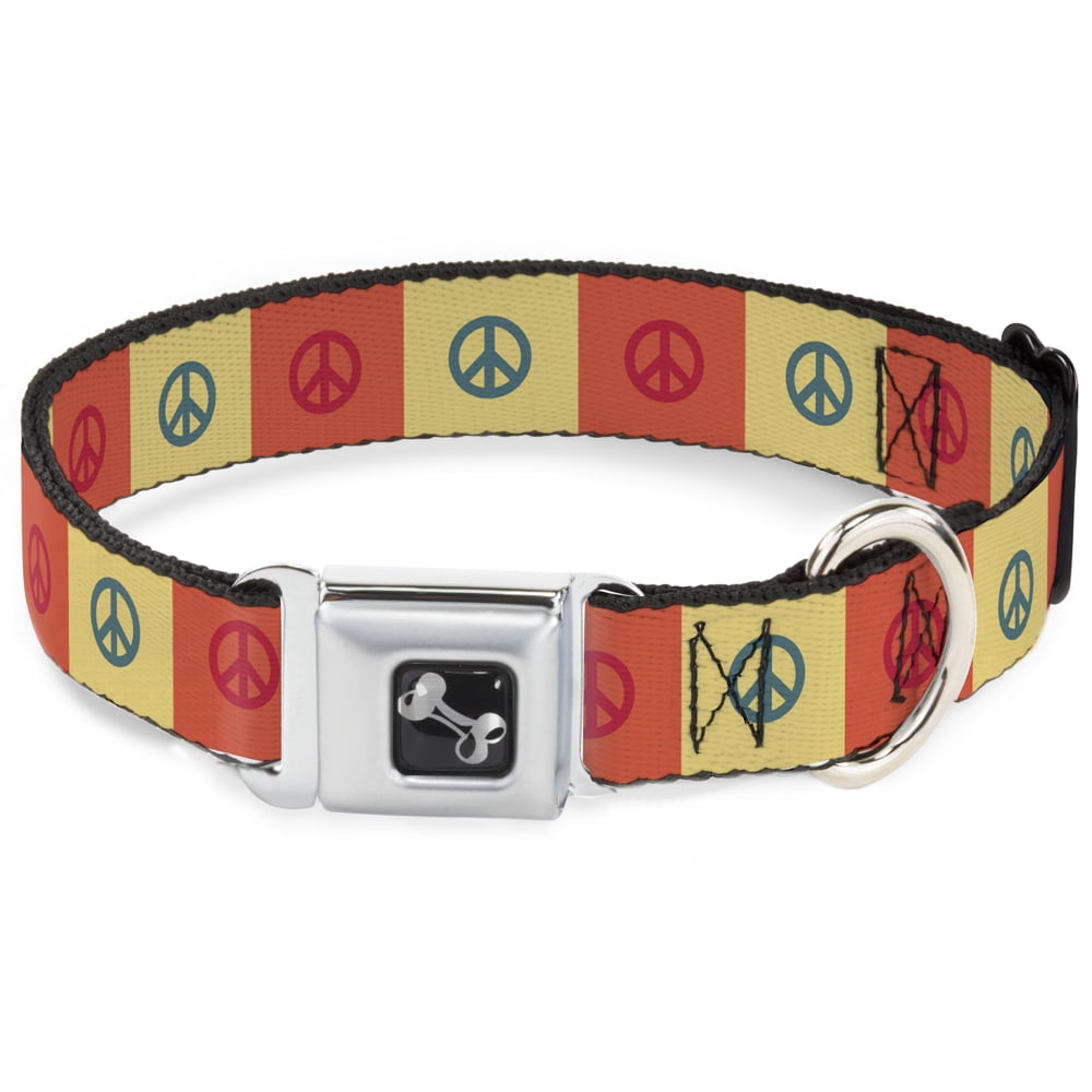 Buckle-Down Pet Collar, Dog Collar Metal Seatbelt Buckle, Peace Blocks ...