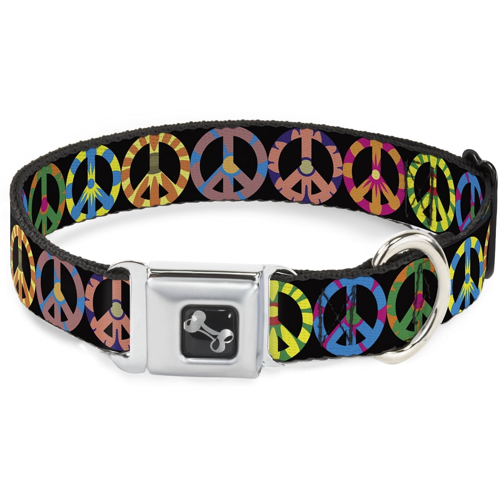Buckle-Down Pet Collar, Dog Collar Metal Seatbelt Buckle, Peace Flowers ...