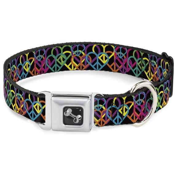 Buckle-Down Pet Collar, Dog Collar Metal Seatbelt Buckle, Peace Hearts ...