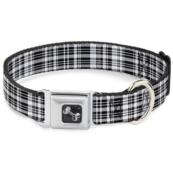 Buckle-Down Pet Collar, Dog Collar Metal Seatbelt Buckle, Plaid Black ...