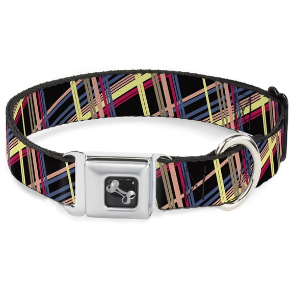 Buckle-Down Pet Collar, Dog Collar Metal Seatbelt Buckle, Plaid Black ...
