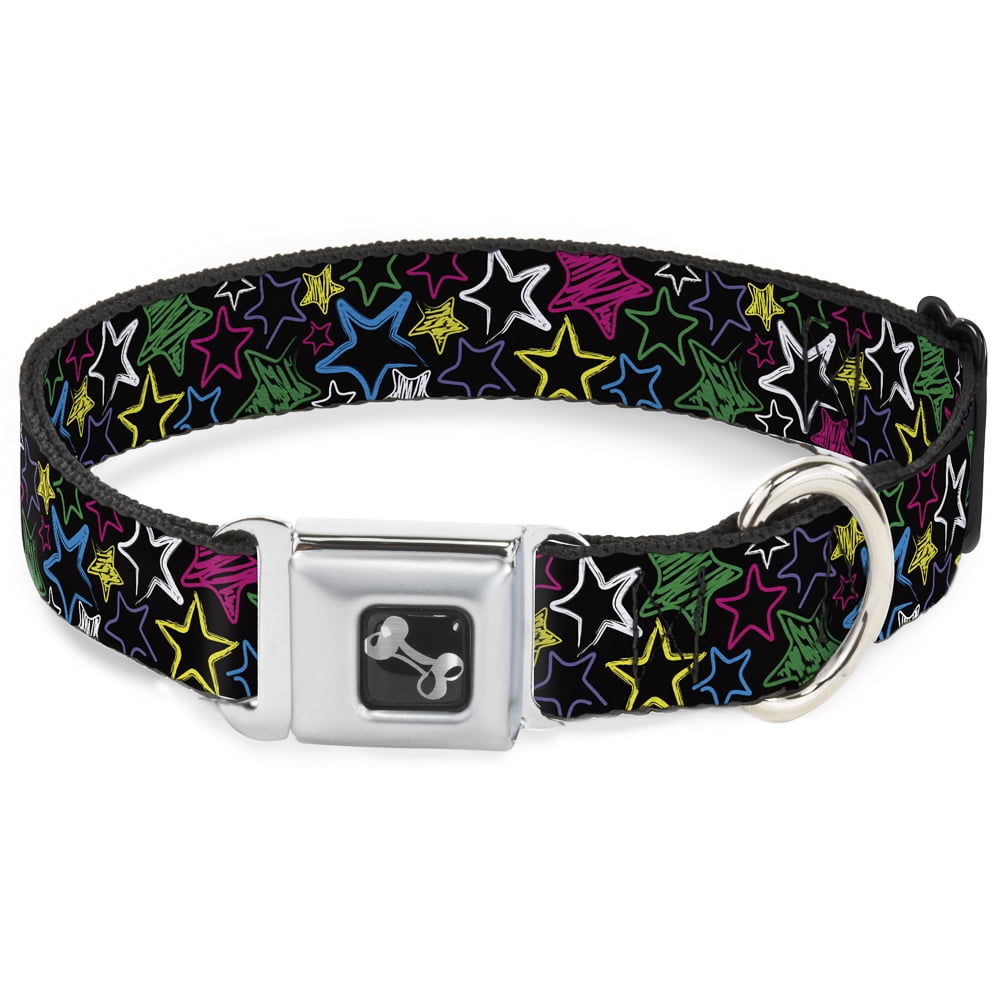 Buckle-Down Pet Collar, Dog Collar Metal Seatbelt Buckle, Sketch Stars ...