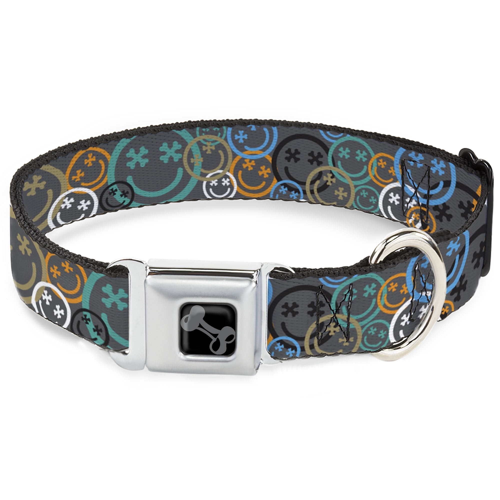 Buckle-Down Pet Collar, Dog Collar Metal Seatbelt Buckle, Smiley Face ...
