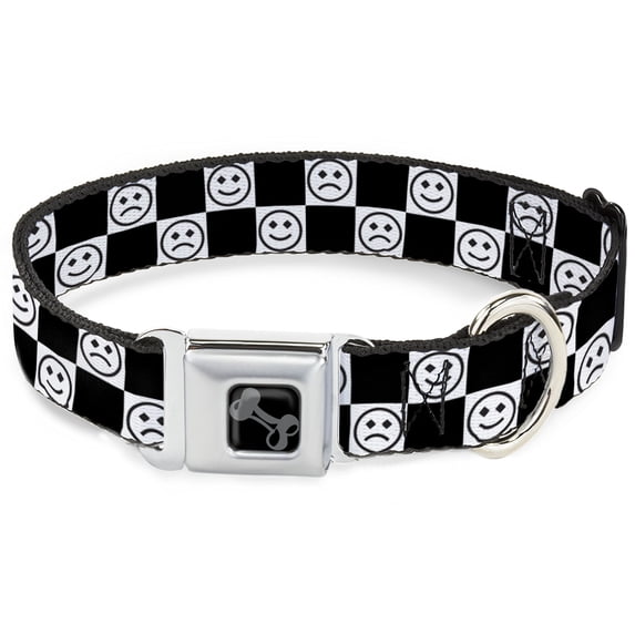 Buckle-Down Pet Collar, Dog Collar Metal Seatbelt Buckle, Smiley Sad ...