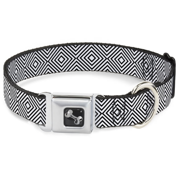 Buckle-Down Pet Collar, Dog Collar Metal Seatbelt Buckle, Square Lines ...