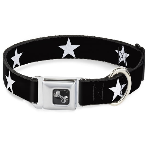 Buckle-Down Pet Collar, Dog Collar Metal Seatbelt Buckle, Star Black ...