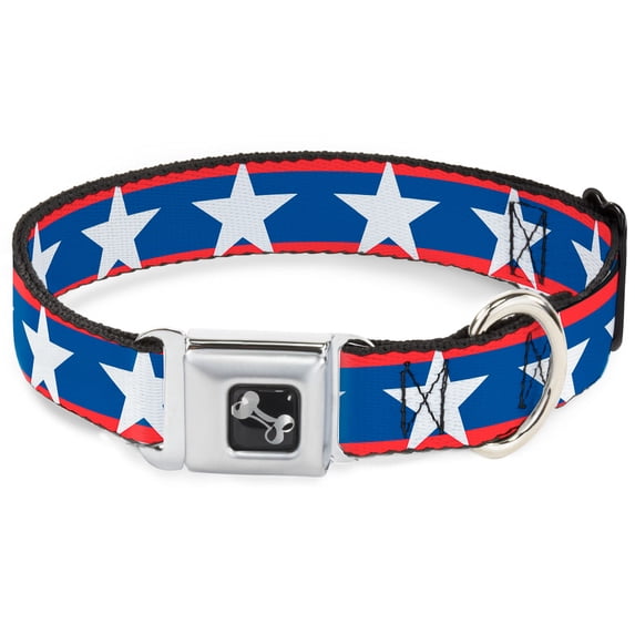 Buckle-Down Pet Collar, Dog Collar Metal Seatbelt Buckle, Stars Stripes ...