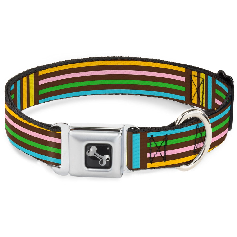 Buckle-Down Pet Collar, Dog Collar Metal Seatbelt Buckle, Stripe Blocks ...