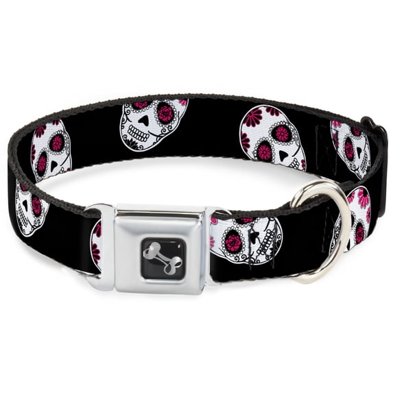 Buckle-Down Pet Collar, Dog Collar Metal Seatbelt Buckle, Sugar Skulls ...