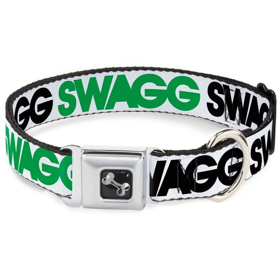 Buckle-Down Pet Collar, Dog Collar Metal Seatbelt Buckle, Swagg White ...