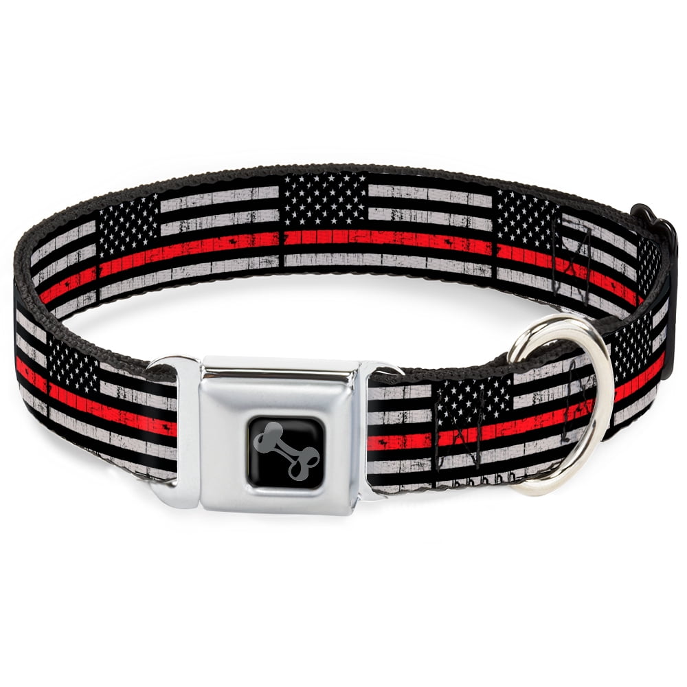 Buckle-Down Pet Collar, Dog Collar Metal Seatbelt Buckle, Thin Red Line ...