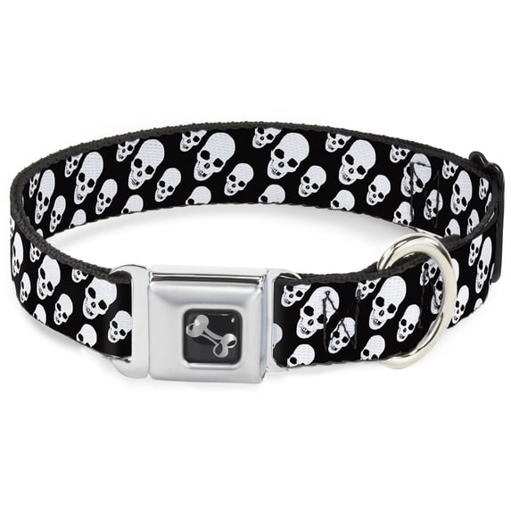 Buckle-Down Pet Collar, Dog Collar Metal Seatbelt Buckle, Tilted Skulls ...