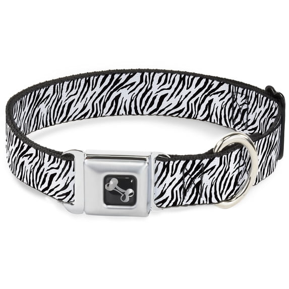 Buckle-Down Pet Collar, Dog Collar Metal Seatbelt Buckle, Zebra White ...