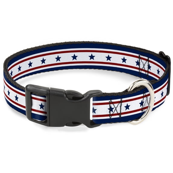 Buckle-Down Pet Collar, Dog Collar Plastic Buckle, Americana Stars ...