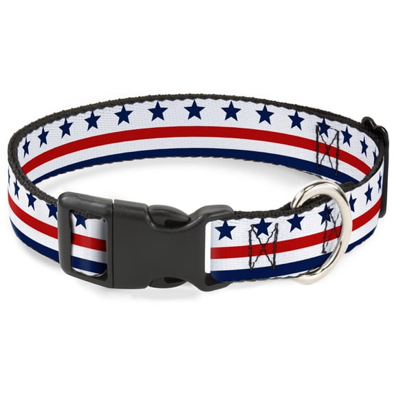 Buckle-Down Pet Collar, Dog Collar Plastic Buckle, Americana Stars ...