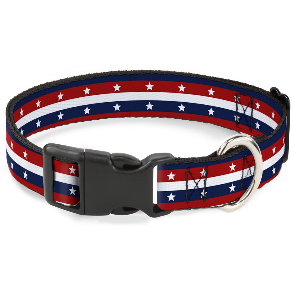 Buckle-Down Pet Collar, Dog Collar Plastic Buckle, Americana Stripe ...
