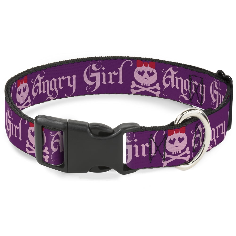 Buckle-Down Pet Collar, Dog Collar Plastic Buckle, Angry Girl Purple ...