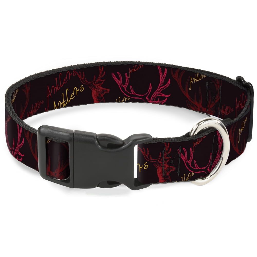 Buckle-Down Pet Collar, Dog Collar Plastic Buckle, Antlers Black ...