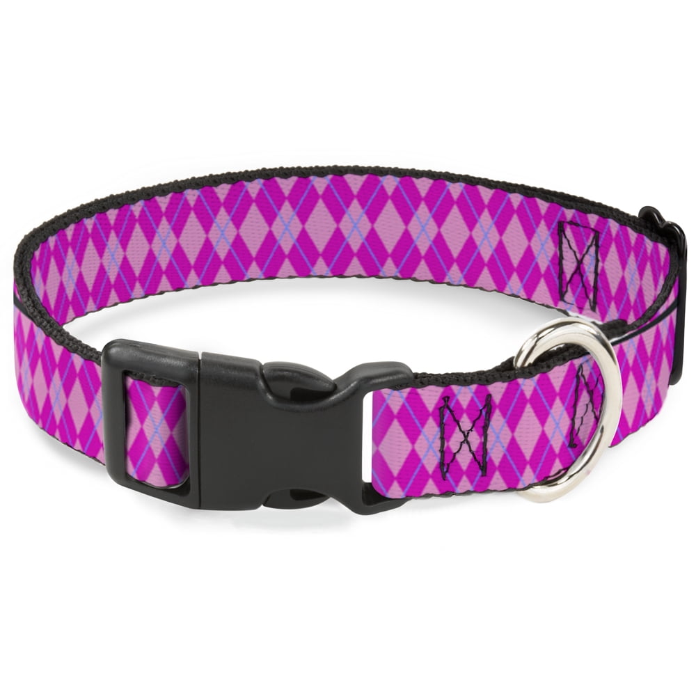 Buckle-Down Pet Collar, Dog Collar Plastic Buckle, Argyle Pink Fuchsia ...