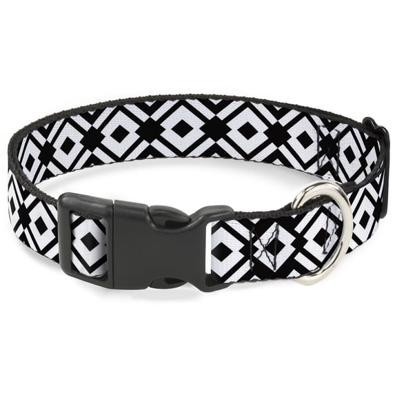 Buckle-Down Pet Collar, Dog Collar Plastic Buckle, Aztec Pattern White ...