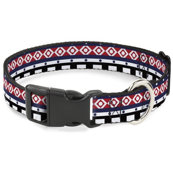 Buckle-Down Pet Collar, Dog Collar Plastic Buckle, Aztec Pattern White ...