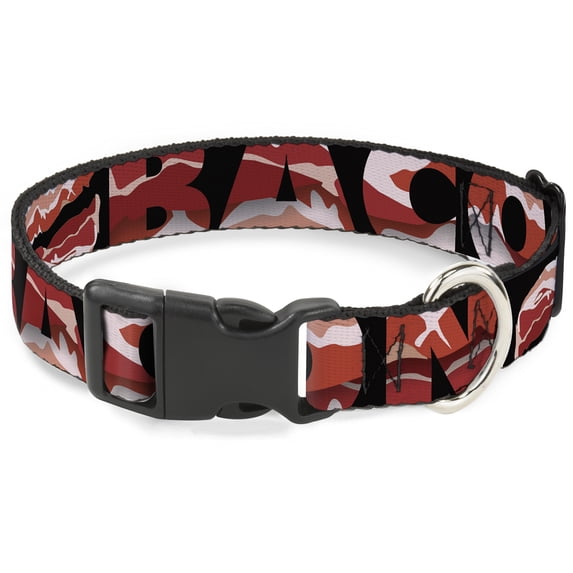 Buckle-Down Pet Collar, Dog Collar Plastic Buckle, Bacon Text, 16 to 23 ...