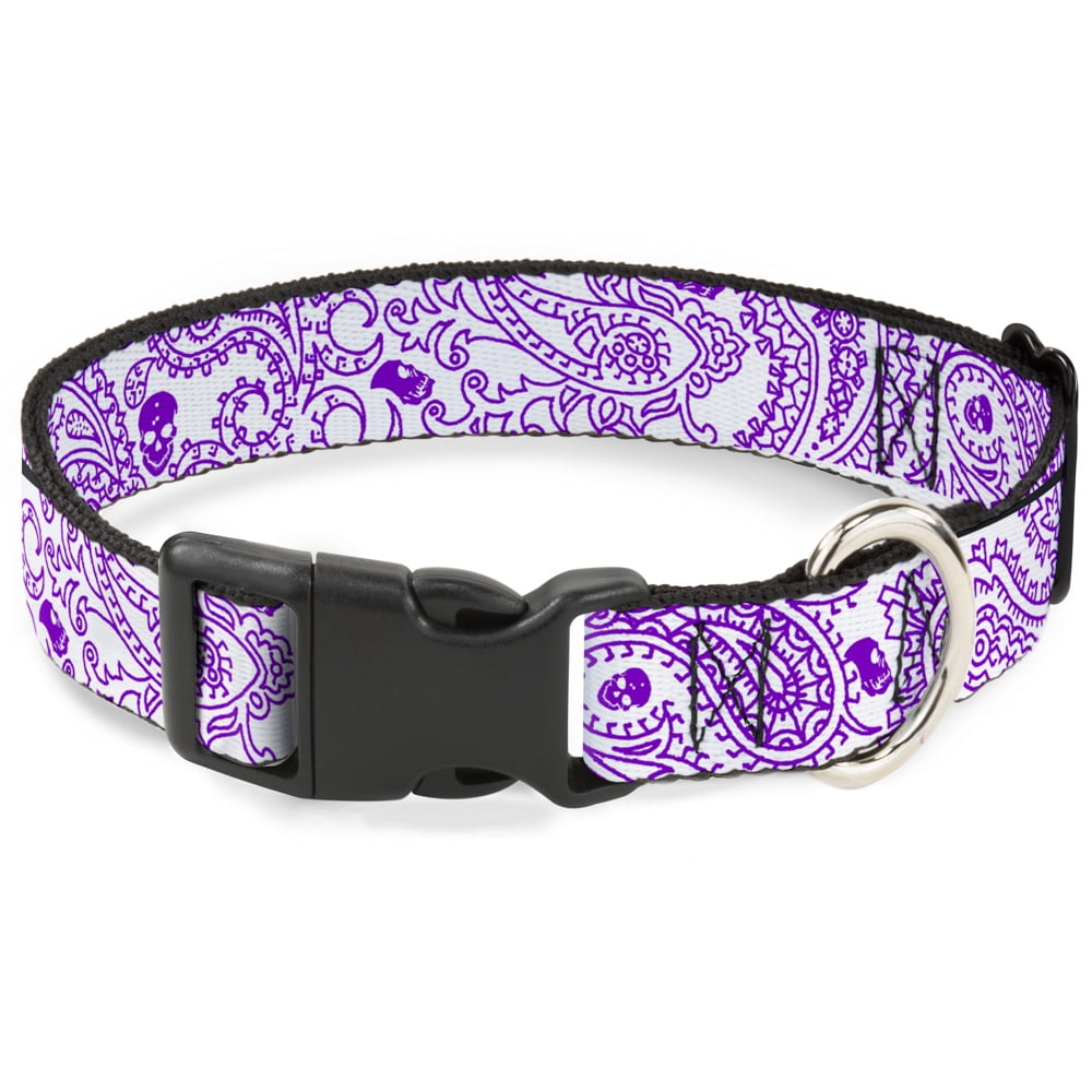 Buckle-Down Pet Collar, Dog Collar Plastic Buckle, Bandana Skulls White ...