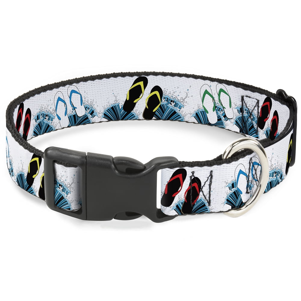 Buckle-Down Pet Collar, Dog Collar Plastic Buckle, Beach Flip Flops, 8. ...