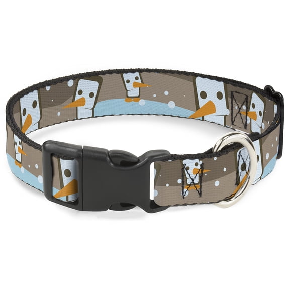 Buckle-Down Pet Collar, Dog Collar Plastic Buckle, Block Penguins Tan ...