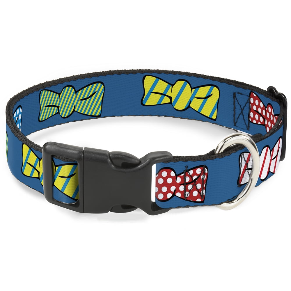 Buckle-Down Pet Collar, Dog Collar Plastic Buckle, Bowties Blue Multi ...