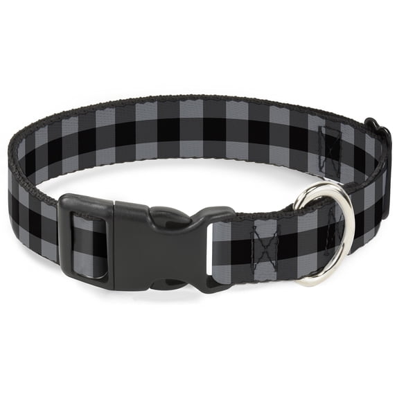 Buckle-Down Pet Collar, Dog Collar Plastic Buckle, Buffalo Plaid Black ...