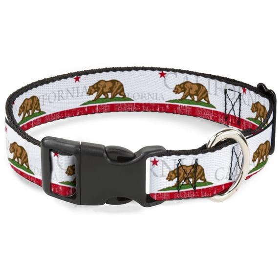 Buckle-Down Pet Collar, Dog Collar Plastic Buckle, California Bear Star ...