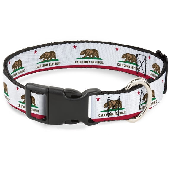 Buckle-Down Pet Collar, Dog Collar Plastic Buckle, California Flag ...