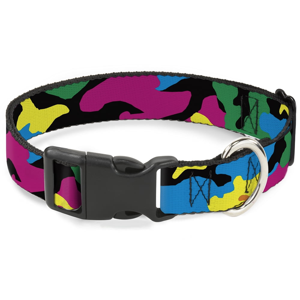 Buckle-Down Pet Collar, Dog Collar Plastic Buckle, Camo Multi Neon, 20 ...