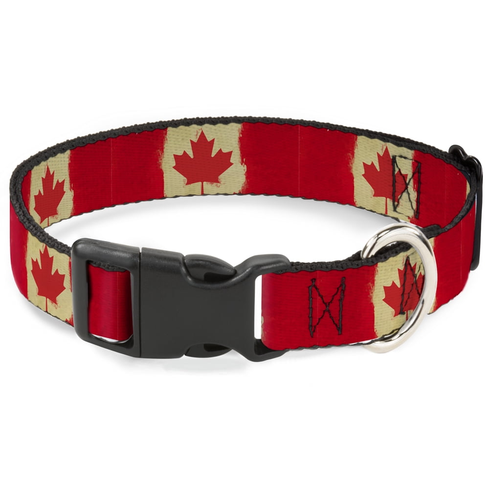 Buckle-Down Pet Collar, Dog Collar Plastic Buckle, Canada Flag Painted ...