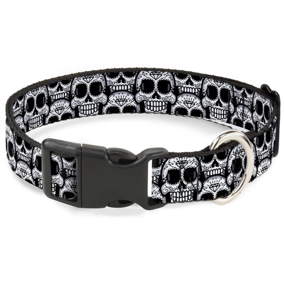 Buckle-Down Pet Collar, Dog Collar Plastic Buckle, Cartoon Sugar Skulls ...