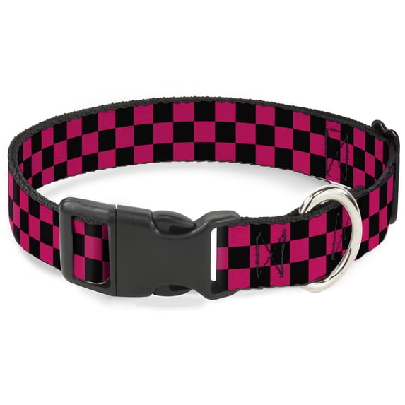 Buckle-Down Pet Collar, Dog Collar Plastic Buckle, Checker Black Neon ...