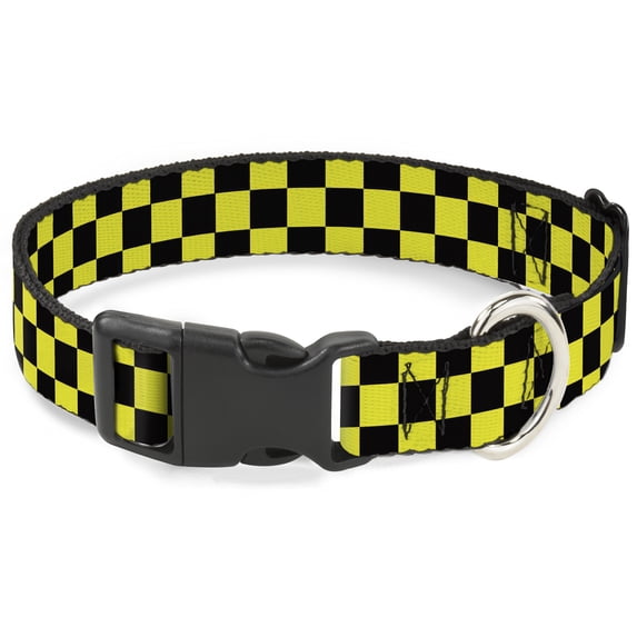 Buckle-Down Pet Collar, Dog Collar Plastic Buckle, Checker Black Neon ...