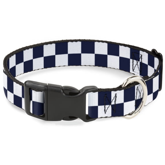 Buckle-Down Pet Collar, Dog Collar Plastic Buckle, Checker Midnight ...