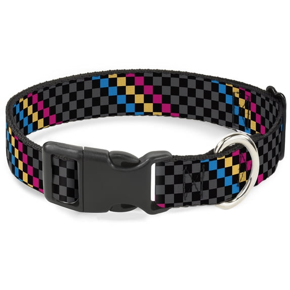 Buckle-Down Pet Collar, Dog Collar Plastic Buckle, Checker Stripe Black ...
