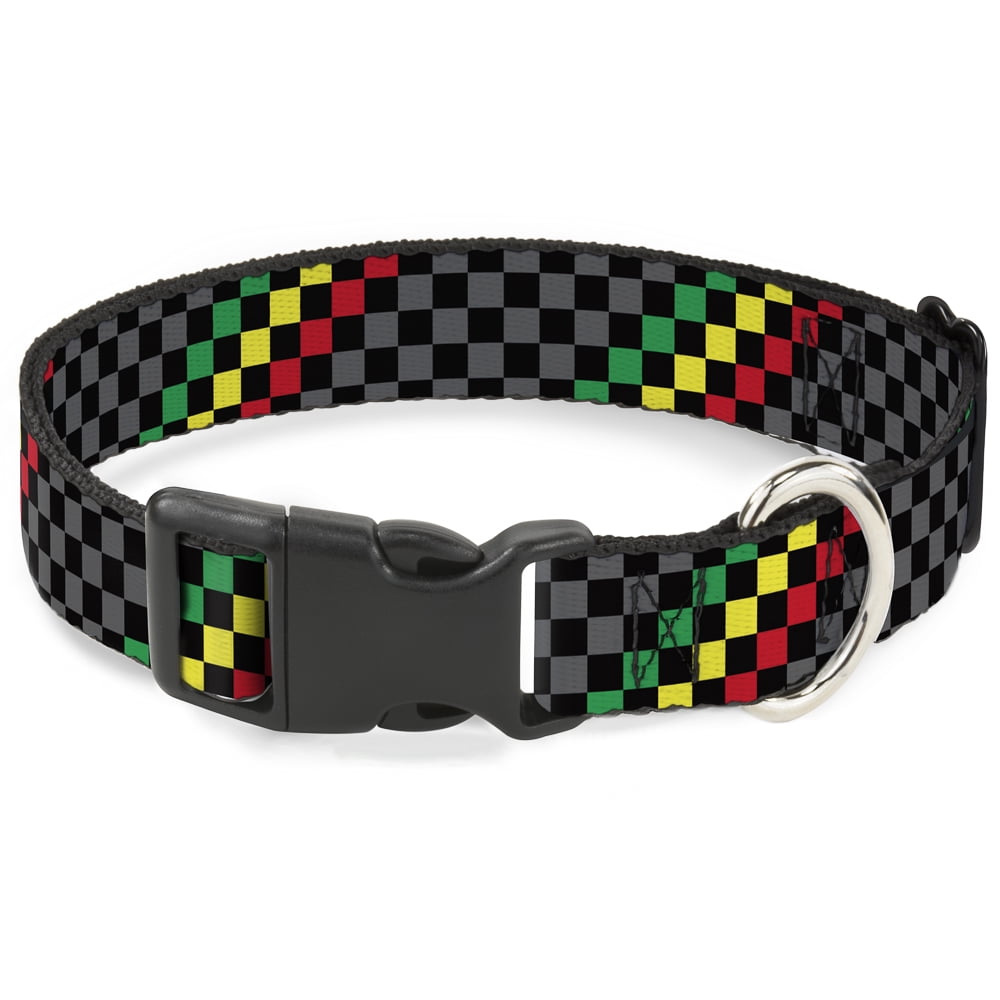 Buckle-Down Pet Collar, Dog Collar Plastic Buckle, Checker Stripe Black ...