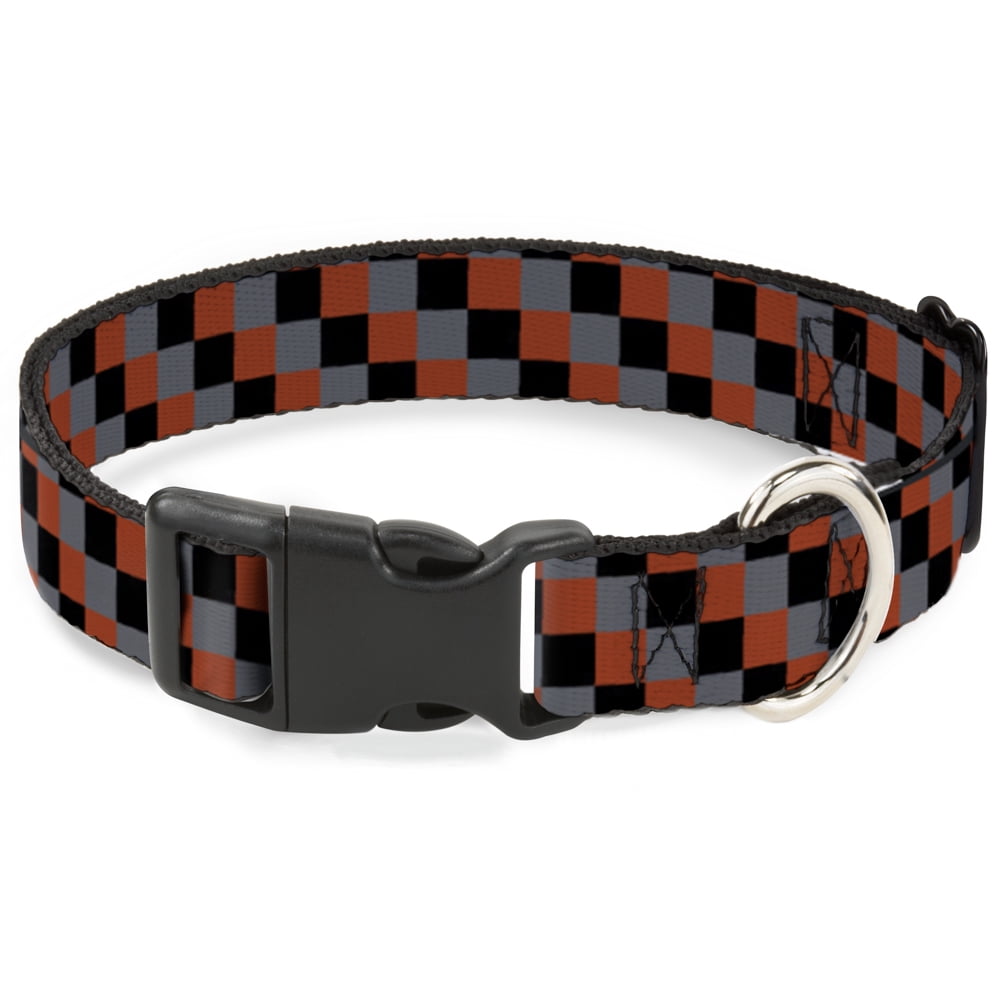 Buckle-Down Pet Collar, Dog Collar Plastic Buckle, Checker Trio Gray ...